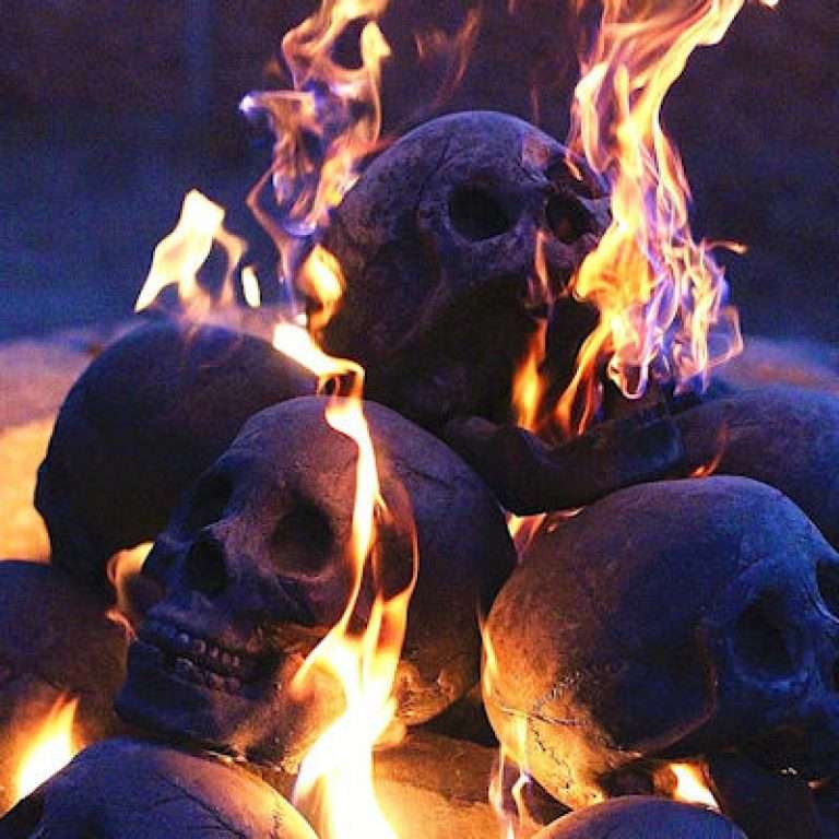 Human Skull Fireplace Logs